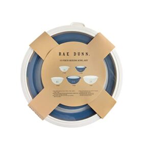 Rae Dunn Mixing Bowls with Lids - 10 Piece Plastic Nesting Bowls Set includes 5 Prep Bowls and 5 Lids