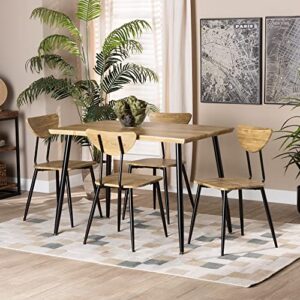 baxton studio gianetta dining set, oak brown/black