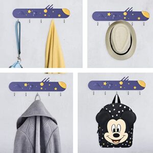 Kids Coat Rack Wall Mounted - Self Adhesive Small Hooks for Boys and Girls - Decorative Children Plastic Storage Hanger for Hanging Clothes, Towels, Keys, Scarf, Small Bags