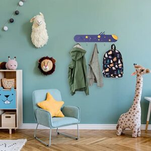 Kids Coat Rack Wall Mounted - Self Adhesive Small Hooks for Boys and Girls - Decorative Children Plastic Storage Hanger for Hanging Clothes, Towels, Keys, Scarf, Small Bags