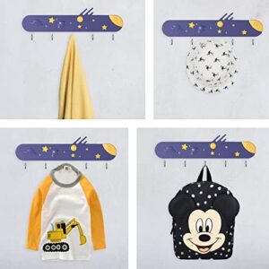 Kids Coat Rack Wall Mounted - Self Adhesive Small Hooks for Boys and Girls - Decorative Children Plastic Storage Hanger for Hanging Clothes, Towels, Keys, Scarf, Small Bags