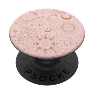 astrology space stars moon mystical pattern pink popsockets standard popgrip