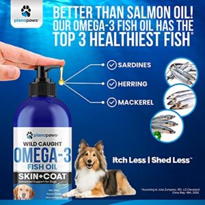 Omega 3 Fish Oil for Dogs - Better Than Salmon Oil for Dogs - Dog Fish Oil Supplement - Reduce Shedding & Itching - Supports Joints, Brain, Heart Health- Dog Skin and Coat Supplement - Fish Oil Liquid