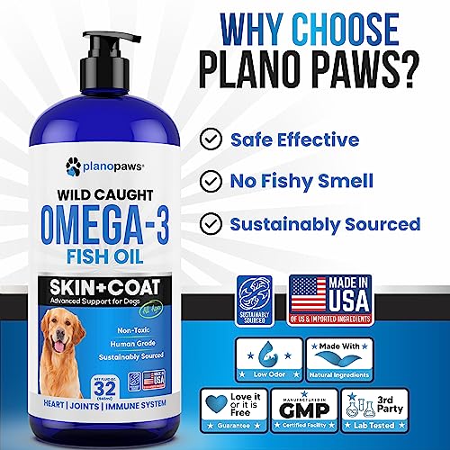 Omega 3 Fish Oil for Dogs - Better Than Salmon Oil for Dogs - Dog Fish Oil Supplement - Reduce Shedding & Itching - Supports Joints, Brain, Heart Health- Dog Skin and Coat Supplement - Fish Oil Liquid