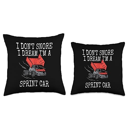 Funny Sprint Car Racing Gifts I Don't Snore Sprint Car Racing Dirt Track Racer Sleeping Throw Pillow, 18x18, Multicolor