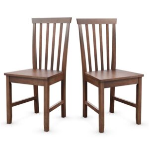 ERGOMASTER Dining Chairs Set of 4 Slat Back Walnut Wood Restaurant Chairs Traditional Side Chairs