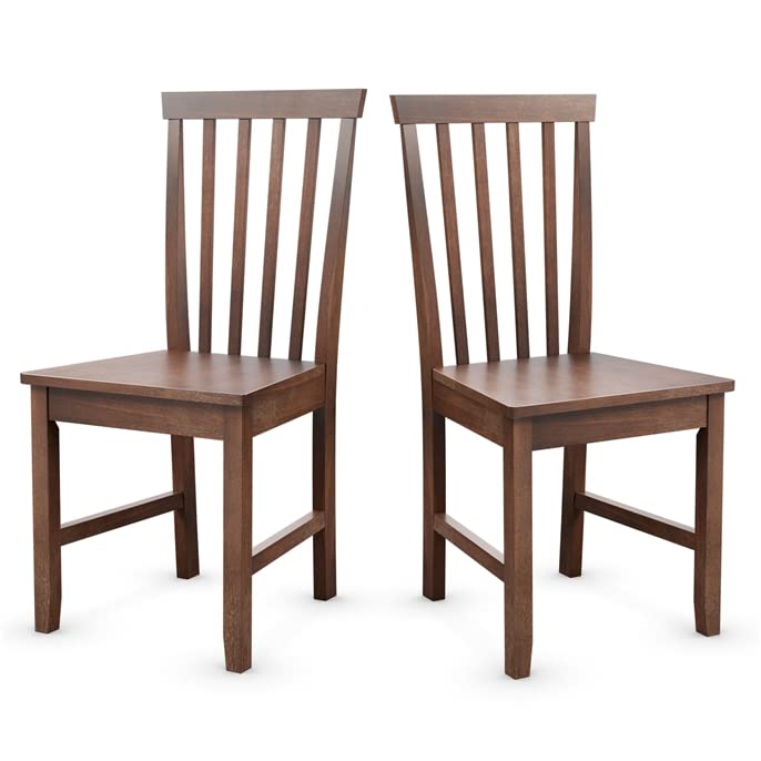 ERGOMASTER Dining Chairs Set of 4 Slat Back Walnut Wood Restaurant Chairs Traditional Side Chairs