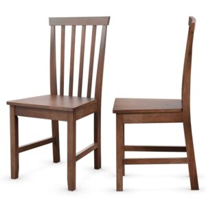 ERGOMASTER Dining Chairs Set of 4 Slat Back Walnut Wood Restaurant Chairs Traditional Side Chairs