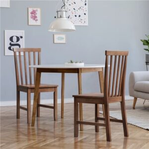 ERGOMASTER Dining Chairs Set of 4 Slat Back Walnut Wood Restaurant Chairs Traditional Side Chairs