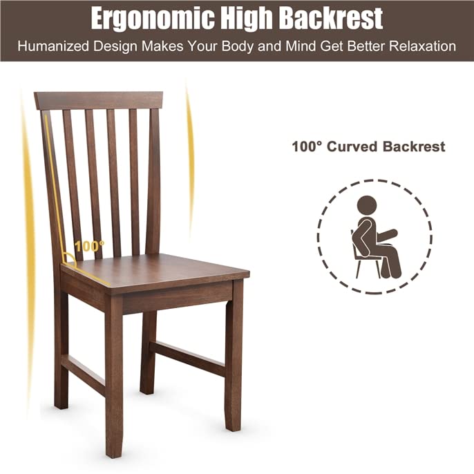 ERGOMASTER Dining Chairs Set of 4 Slat Back Walnut Wood Restaurant Chairs Traditional Side Chairs