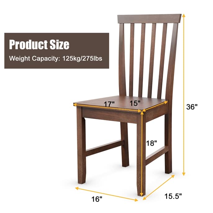 ERGOMASTER Dining Chairs Set of 4 Slat Back Walnut Wood Restaurant Chairs Traditional Side Chairs