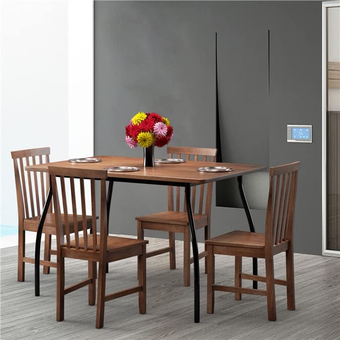 ERGOMASTER Dining Chairs Set of 4 Slat Back Walnut Wood Restaurant Chairs Traditional Side Chairs