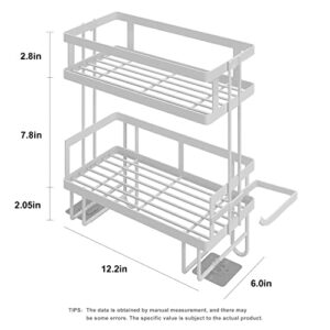 JOYKI Bathroom Over The Toilet Storage Shelf,2-Tier Bathroom Organizer, Restroom Organizers with Adhesive Base and Hooks,Anti-Tilt No Drilling Wall Mounting Rack Toilet Paper Hanger,White