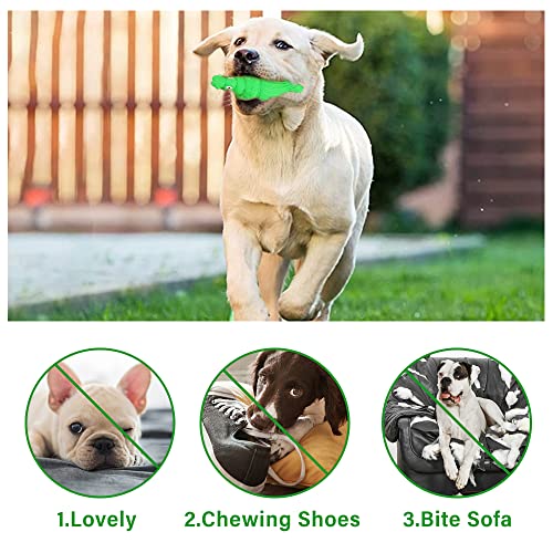 XRVUYCLH Squeaky Dog Chew Toys for Aggressive Chewers Toughest Non-Toxic Natural Rubber Long Lasting Dog Toys for Medium Large Dogs Chew Fun Dental Care Training Teething Durable Toys (Green)