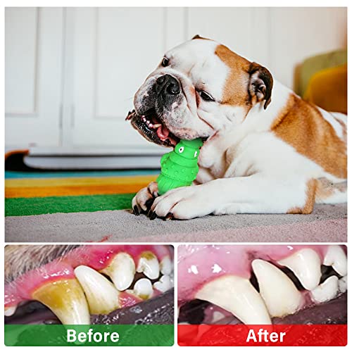 XRVUYCLH Squeaky Dog Chew Toys for Aggressive Chewers Toughest Non-Toxic Natural Rubber Long Lasting Dog Toys for Medium Large Dogs Chew Fun Dental Care Training Teething Durable Toys (Green)