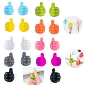 feliposi 18pcs creative silicone thumb wall hook- multi-function car adhesive cable clip key hanger