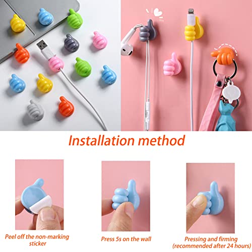 feliposi 18pcs Creative Silicone Thumb Wall Hook- Multi-Function Car Adhesive Cable Clip Key Hanger