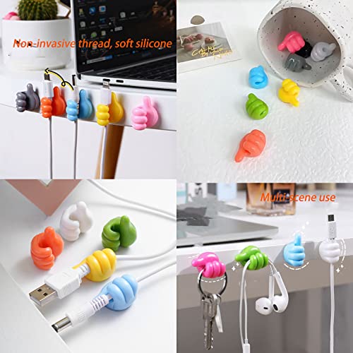 feliposi 18pcs Creative Silicone Thumb Wall Hook- Multi-Function Car Adhesive Cable Clip Key Hanger