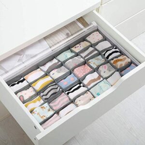 LEEFE Underwear Organizer with Lids, 30 Cells Sock Organizers Closet Storage Drawer Organizer for Socks Scarves (Grey)