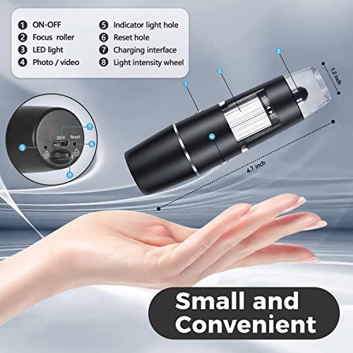 Digital Microscope USB HD Inspection Camera 50x-1000x Magnification with Stand Compatible with Samsung Galaxy, Android