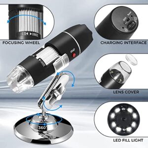 Digital Microscope USB HD Inspection Camera 50x-1000x Magnification with Stand Compatible with Samsung Galaxy, Android