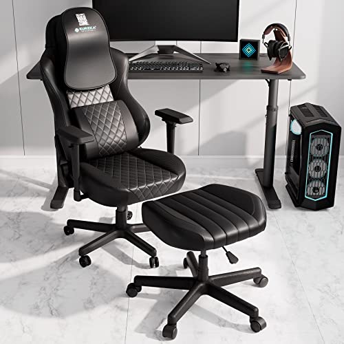 EUREKA ERGONOMIC Multi-Use Stool,Gaming Foot Stool,Height Adjustable Swivel Rolling Stool Chair W Wheels,Ottoman Footrest Simple Meeting Chair Video Game Stool for Gaming Home Office,Black