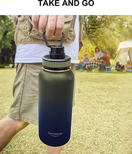 KEMISANT Water Bottle Insulated Vacuum Bottle Thermos Flask-Big Mouth With Straw/Flip Lid Alterative