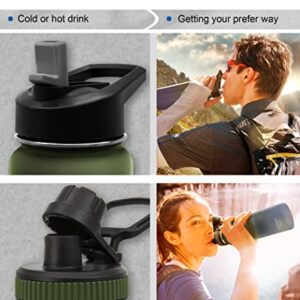 KEMISANT Water Bottle Insulated Vacuum Bottle Thermos Flask-Big Mouth With Straw/Flip Lid Alterative