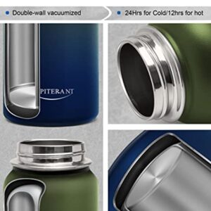 KEMISANT Water Bottle Insulated Vacuum Bottle Thermos Flask-Big Mouth With Straw/Flip Lid Alterative