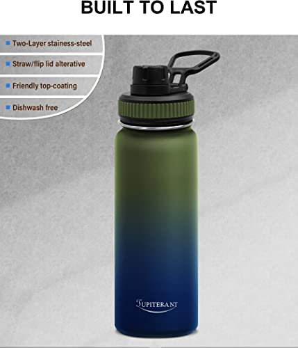 KEMISANT Water Bottle Insulated Vacuum Bottle Thermos Flask-Big Mouth With Straw/Flip Lid Alterative