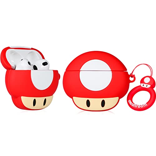 Oqplog for AirPod 3 Case Cartoon Cool Character Design Cover for AirPods 3 (2021) Silicone Cases Air Pods 3rd Generation Cute Funny Fashion 3D Fun Designer Kawaii Unique for Girls Boys Teen Mushroom