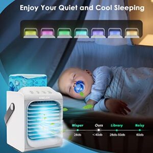 Portable Air Conditioner, 90° Oscillating Portable AC, Battery powered cordless Personal Air Cooler, Quick Cool, Suitable for Tent, Camping, Bedside, Car, Office & Study