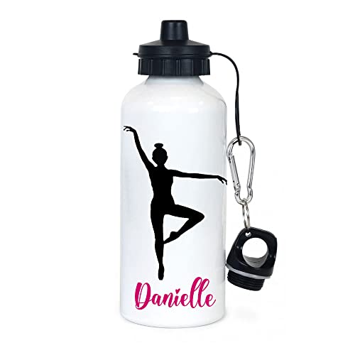 The Trendy Turtle Personalized Dancer Aluminum Water Bottle - Ballerina Dance Silhouette Sports Drink Holder with Custom Name