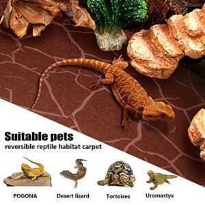 REP BUDDY 2 Pack Reptile Carpet Desert Reptile Mat & Reversible Substrate, Terrarium Liner Bedding, for Lizard,Chameleon,Gecko,Snake,Ceratophrys with Tweezers Feeding Tong (40 Gallon(36x18in))