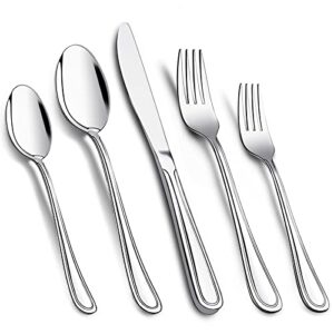 silverware set, meythway silverware set 40 pieces service for 8, stainless steel flatware set with spoons, knives & forks, mirror polished