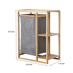 Gdrasuya10 Bamboo Laundry Hamper with Compartments, Freestanding Portable Laundry Hamper Basket Table Laundry Organizer Cabinet for Bathroom Bedroom, 11.8 x 19.7 x 27.5 Inch