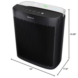 Honeywell InSight HEPA Air Purifier with Air Quality Indicator and Auto Mode, Allergen Reducer for Large Rooms (360 sq. ft), Black, Wildfire/Smoke, Pollen, Pet Dander & Dust Air Purifier, HPA5200