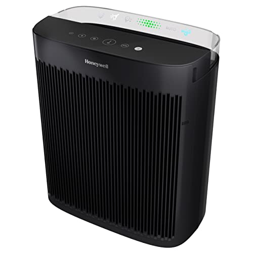 Honeywell InSight HEPA Air Purifier with Air Quality Indicator and Auto Mode, Allergen Reducer for Large Rooms (360 sq. ft), Black, Wildfire/Smoke, Pollen, Pet Dander & Dust Air Purifier, HPA5200