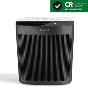 Honeywell InSight HEPA Air Purifier with Air Quality Indicator and Auto Mode, Allergen Reducer for Large Rooms (360 sq. ft), Black, Wildfire/Smoke, Pollen, Pet Dander & Dust Air Purifier, HPA5200