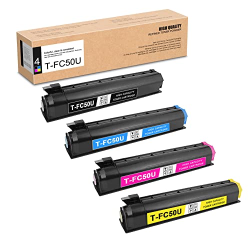 Compatible 4 Pack T-FC50U Toner Cartridge Replacement for Toshiba e-Studio 2555c 3055c 3555c 4555c 5055c Printers ,Sold by OXYZOU(1BK+1C+1M+1Y).