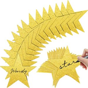 150 pcs glitter five stars paper confetti wedding party decor star cutouts confetti stars small stars for bulletin board shimmer stars accents for classroom wall decor, 6 inches (gold)