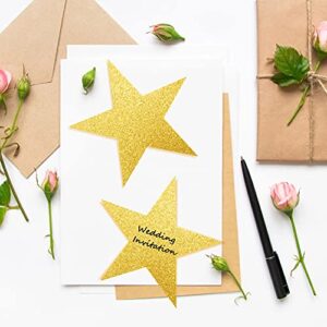 150 Pcs Glitter Five Stars Paper Confetti Wedding Party Decor Star Cutouts Confetti Stars Small Stars for Bulletin Board Shimmer Stars Accents for Classroom Wall Decor, 6 Inches (Gold)