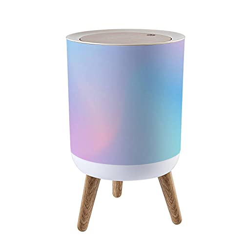 Small Trash Can with Lid Holographic Iridescent Colorful foil Abstract Beautiful Colour Pastel 7 Liter Round Garbage Can Elasticity Press Cover Lid Wastebasket for Kitchen Bathroom Office 1.8 Gallon