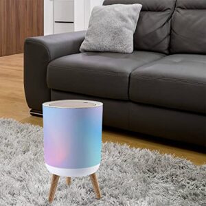 Small Trash Can with Lid Holographic Iridescent Colorful foil Abstract Beautiful Colour Pastel 7 Liter Round Garbage Can Elasticity Press Cover Lid Wastebasket for Kitchen Bathroom Office 1.8 Gallon