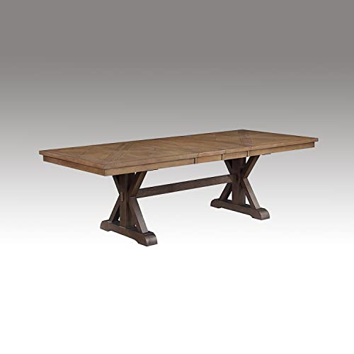 ACME Furniture Rectangular Dining Table, Rustic Brown and Oak