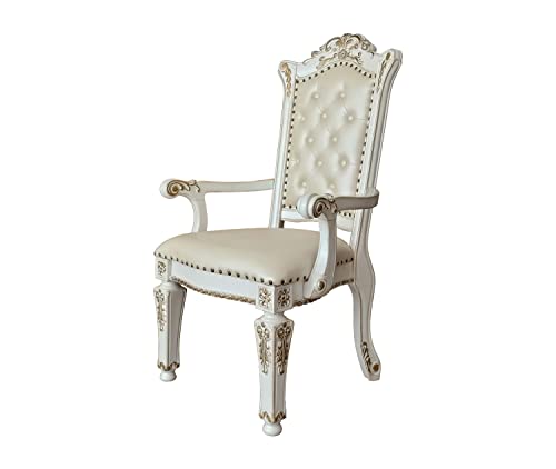 Acme Furniture Set of 2 Upholstered Arm Chair, Antique Pearl