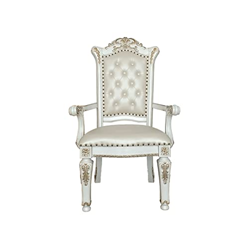 Acme Furniture Set of 2 Upholstered Arm Chair, Antique Pearl