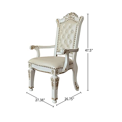 Acme Furniture Set of 2 Upholstered Arm Chair, Antique Pearl