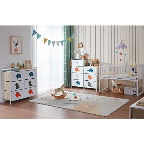 FRAPOW Kids Dresser with 4 Drawers, White Baby Child Boys Girls Storage Organizer Dresser with Wood Top Metal Frame for Living Room Bedroom Hallway