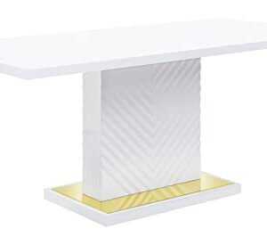 Acme Gaines Wooden Rectangular Top Dining Table in White High Gloss